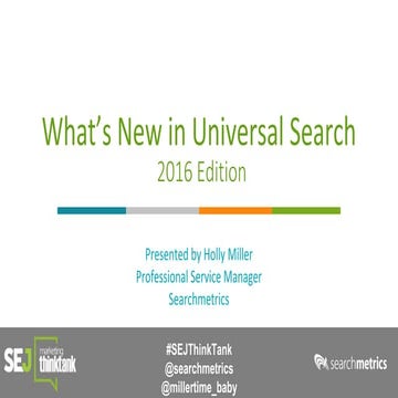 What's New In Universal Search - 2016 Edition - Search Engine Journal | PPT