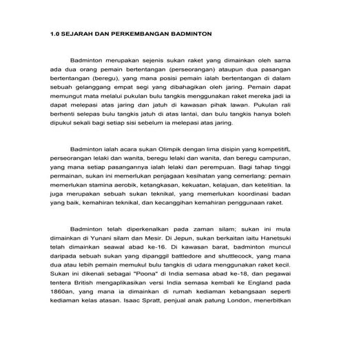 Sejarah dan-perkembangan-badminton | DOCX