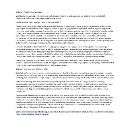 Sejarah perkembangan jam | DOCX