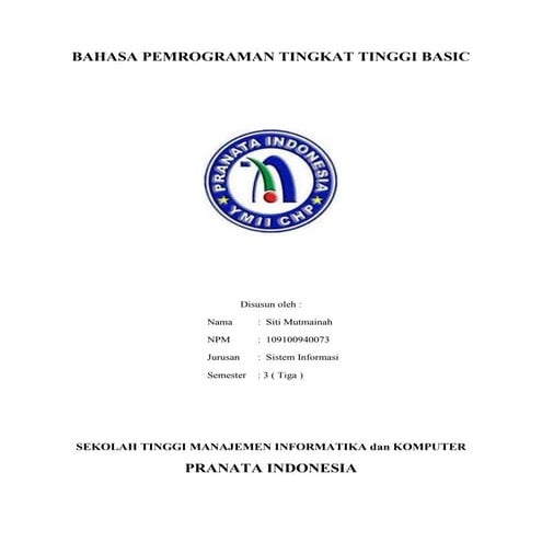 Sejarah bahasa pemrograman tingkat tinggi basic | DOCX