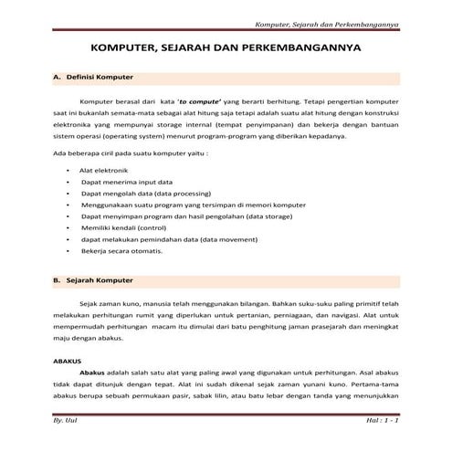 Sejarah dan perkembangan komputer | PDF