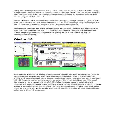 Sejarah dan perkembangan sistem operasi microsoft windows | PDF