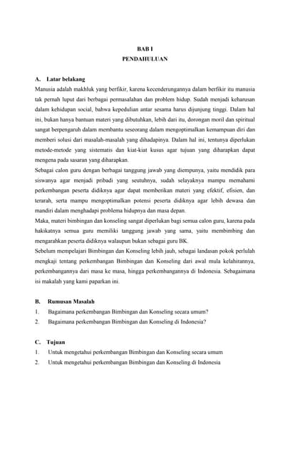 Sejarah Perkembangan Bimbingan Dan Konseling Di Indonesia Dan Di