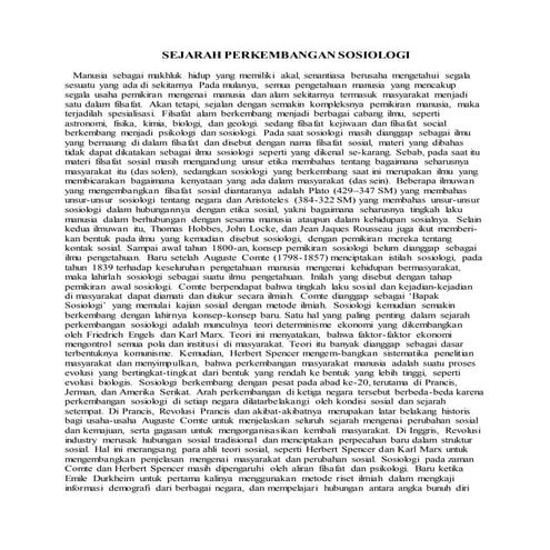 Sejarah Perkembangan Sosiologi Docx