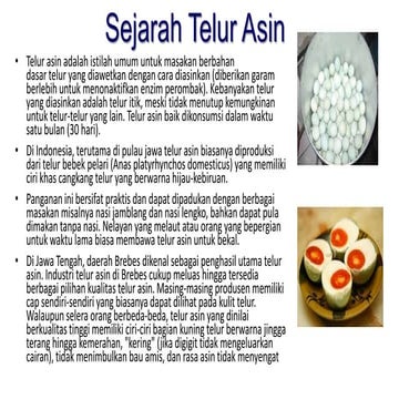 Sejarah telur asin di Indonesia | PPTX