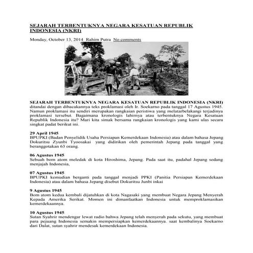 Sejarah terbentuknya negara kesatuan republik indonesia | PDF