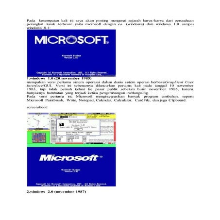 Sejarah windows os sampai sekarang | PDF