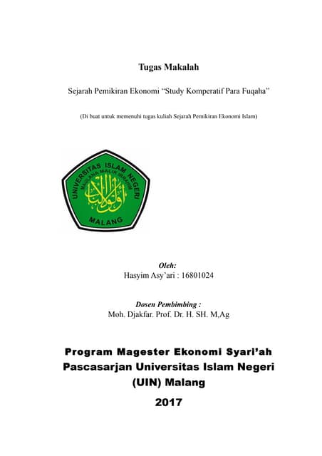 Pemikiran Ekonomi Islam Abu Ishaq Asy Syatibi | PDF