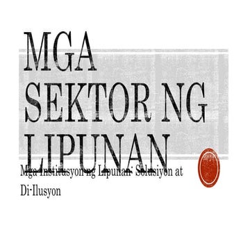 Edukasyon sa Pagpapakatao 9 - Ang Limang Sektor ng lipunan at mga institusyon | PPTX