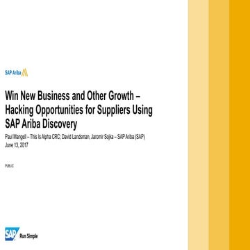 SAP Ariba Discovery 101: An Introductory Class for New Buyer Users | PPTX