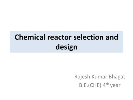 Classification And Selection Of Reactors Pdf