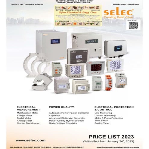 SELEC METERS, CT, PROTECTION RELAY ,TIMER PRICE LIST wef 24-01-2023.pdf