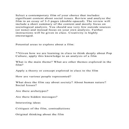 Select a contemporary film of your choice that includes significant .docx