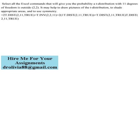 Select all the Excel commands that will give you the probability a t-.pdf