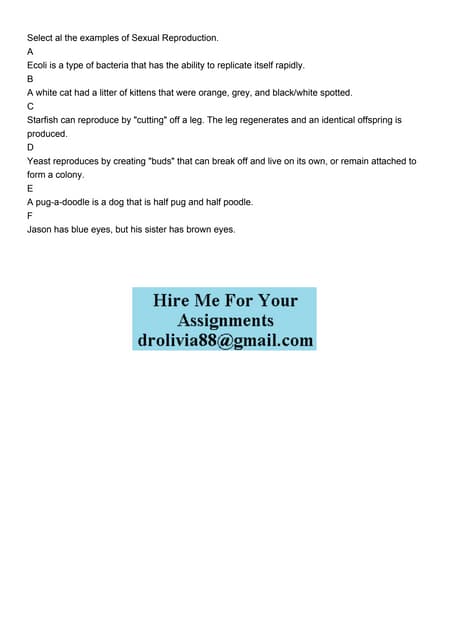 Select Al The Examples Of Sexual Reproduction A Ecoli Is A Pdf