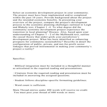 Select an economic development project in your community. The projec.docx