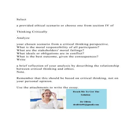 Selecta provided ethical scenario or choose one from section I.docx