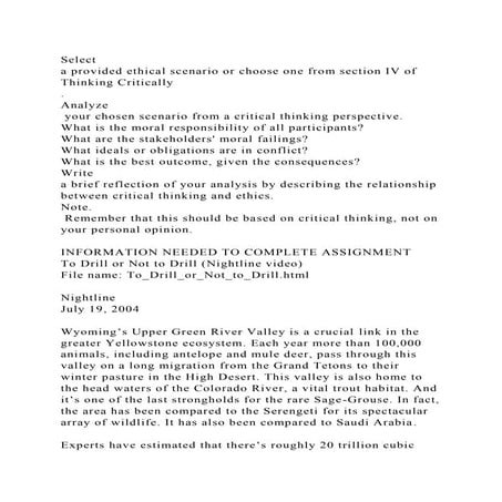 Select a provided ethical scenario or choose one from section IV o.docx