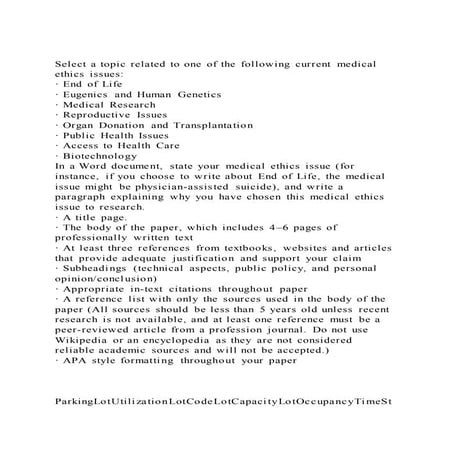 Select a topic related to one of the following current medical eth | DOCX