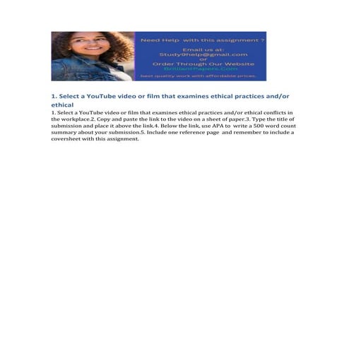Select a YouTube video or film that examines ethical practices.docx ...