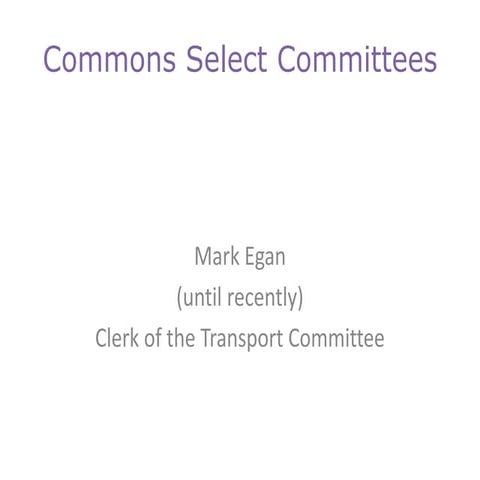 Select Committees House of Commons | PPT
