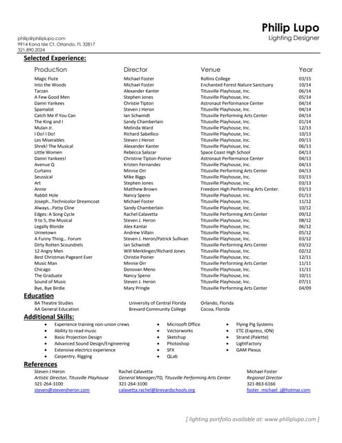 Stage Management Resume | PDF
