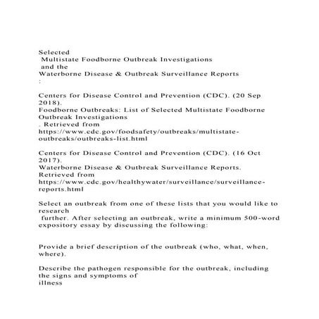 Selected Multistate Foodborne Outbreak Investigations and th.docx