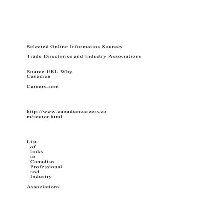 Selected Online Information Sources Trade Directories a.docx