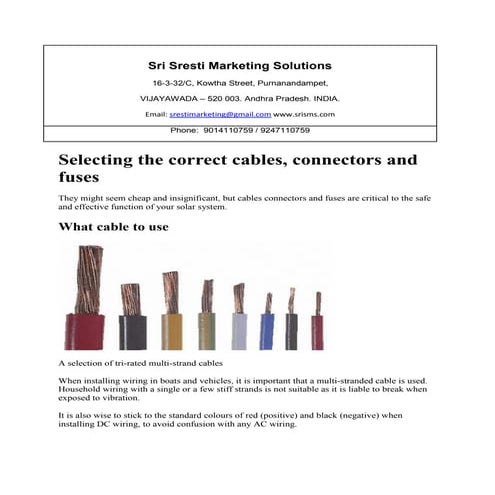 Selecting the correct cables and fuses | PDF