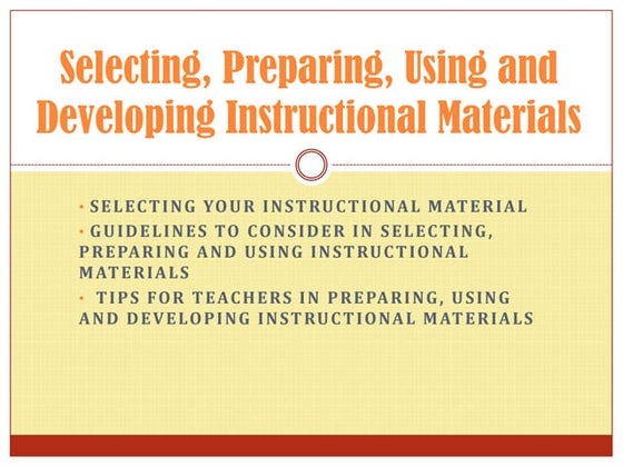 Preparation Of Instructional Materials | PPT | Education
