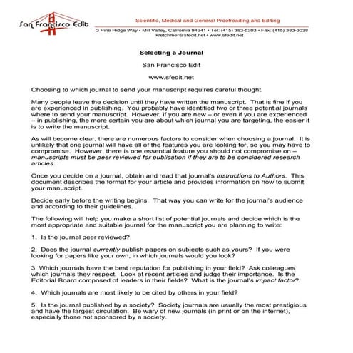 Selecting A Journal | PDF