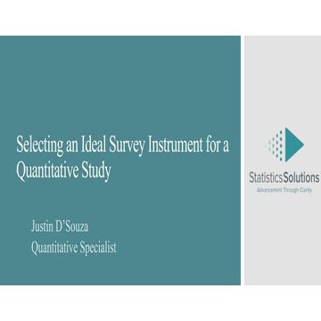 Selecting an Ideal Survey Instrument for a Quantitative Study | PPT