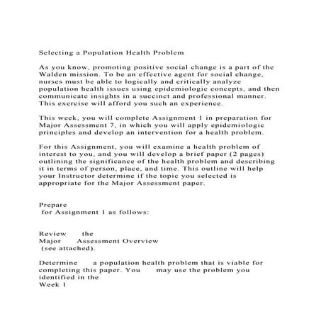 Selecting a Population Health ProblemAs you know, promoting .docx ...