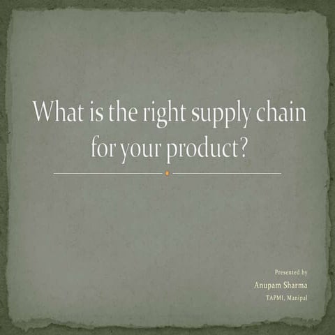 Selecting The Right Supply Chain For Your Product | PPTX