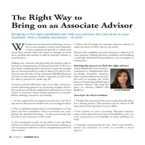 The Right Way to Bring on an Associate Advisor | PDF | Resume Writing ...