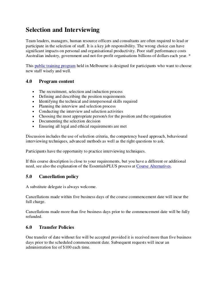 Selection and interviewing