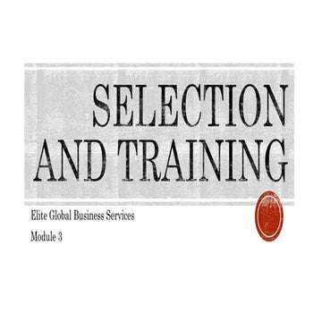 Selection and training | PPTX