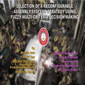 Selection Of A Reconfigurable Assembly Systems Strategy Using Fuzzy