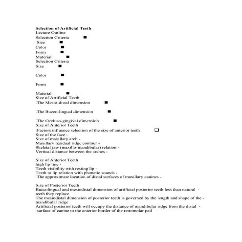 Selection of artificial teeth | DOC