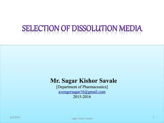 Seminar on Dissolution Media | PPTX