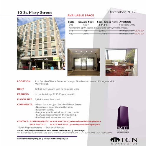 Selection of midtown office space for lease toronto | PDF