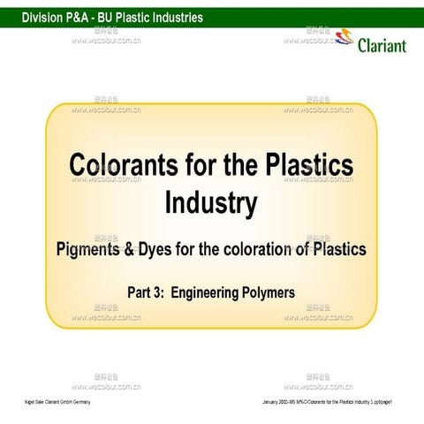 Selection of pigment and dyes for engineering plastics | PDF