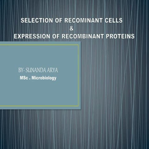 Selection And Screening Of Recombinant Cells And Expression Of Recombinant
