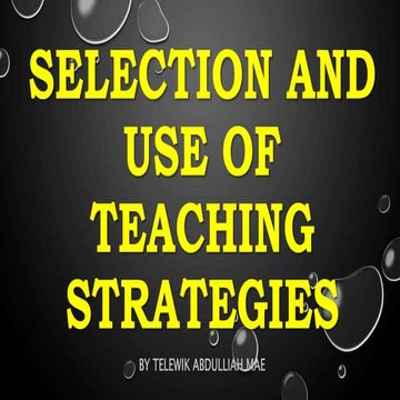 Selection and Use of Strategies | PPT