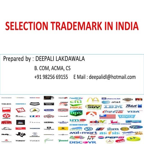 Selection of trademark in india | PPTX