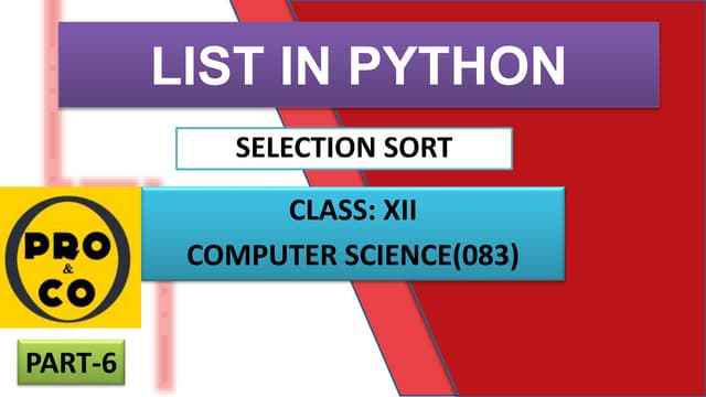 List In Python Selection Sort Ppt 2058
