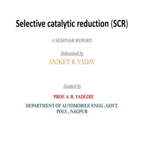 Selective catalytic reduction (scr) | PPTX