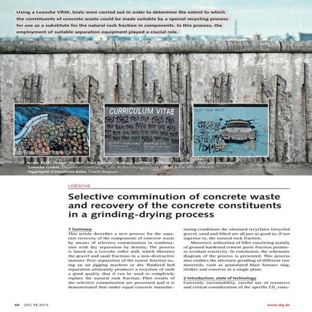 Selective Comminution of Concrete Waste and Recovery of the Concrete ...