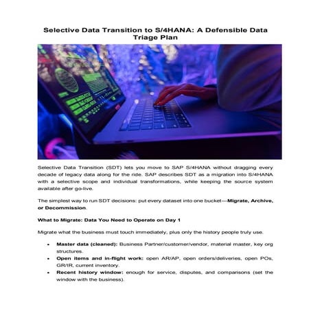 Selective Data Transition to S/4HANA: A Defensible Data Triage Plan | PDF