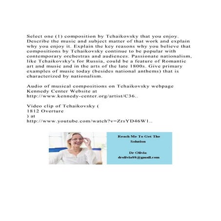 Select one (1) composition by Tchaikovsky that you enjoy. Descri.docx